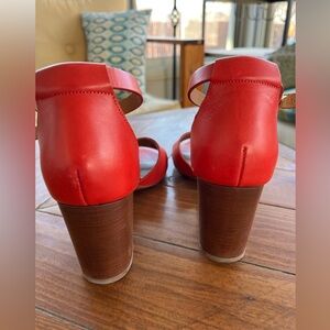 Sezane | Shoes | Sezane Red Block Heel Sandals | Poshmark